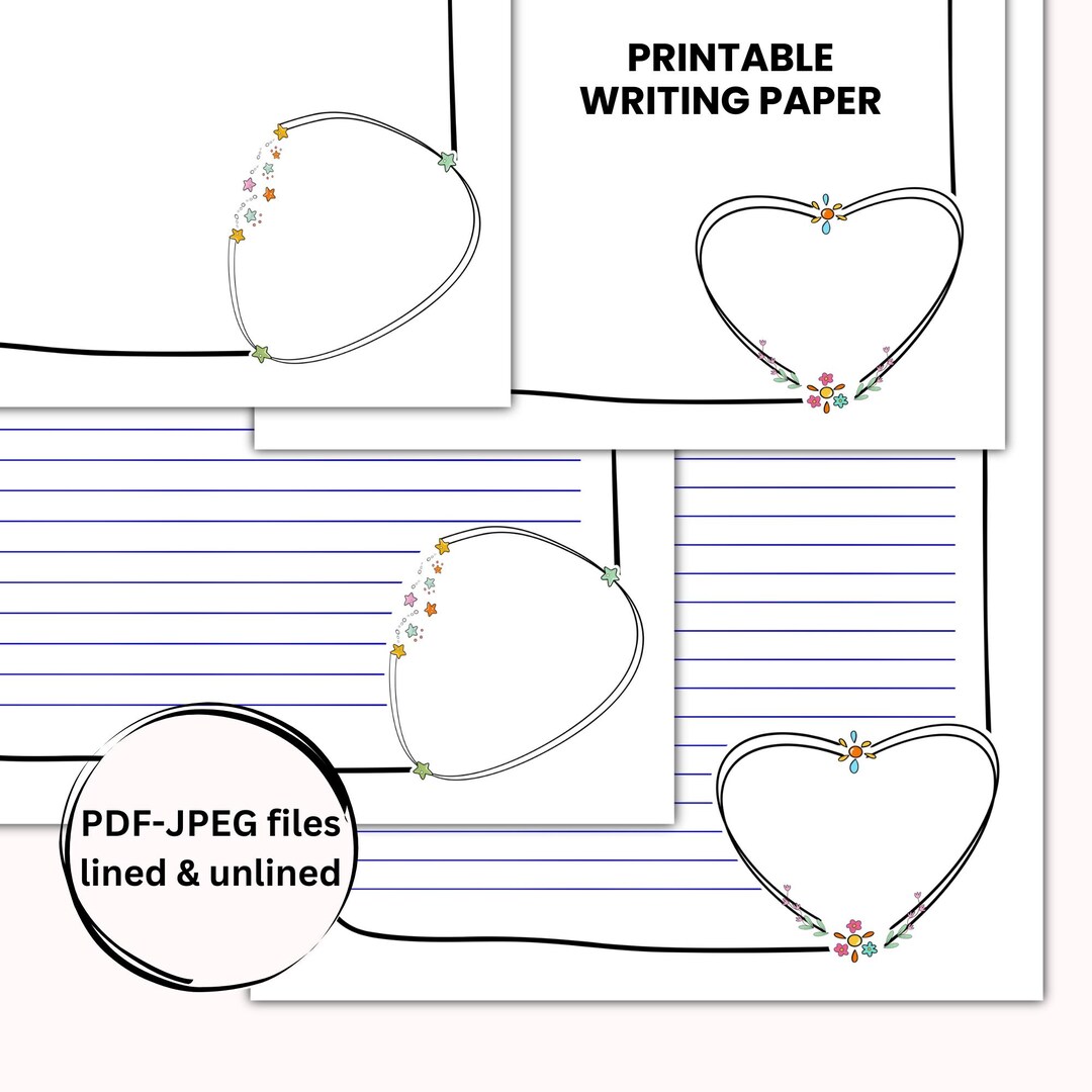 Two Design of Inspired Writing Paper Lined & Blank Pages – Printable ...