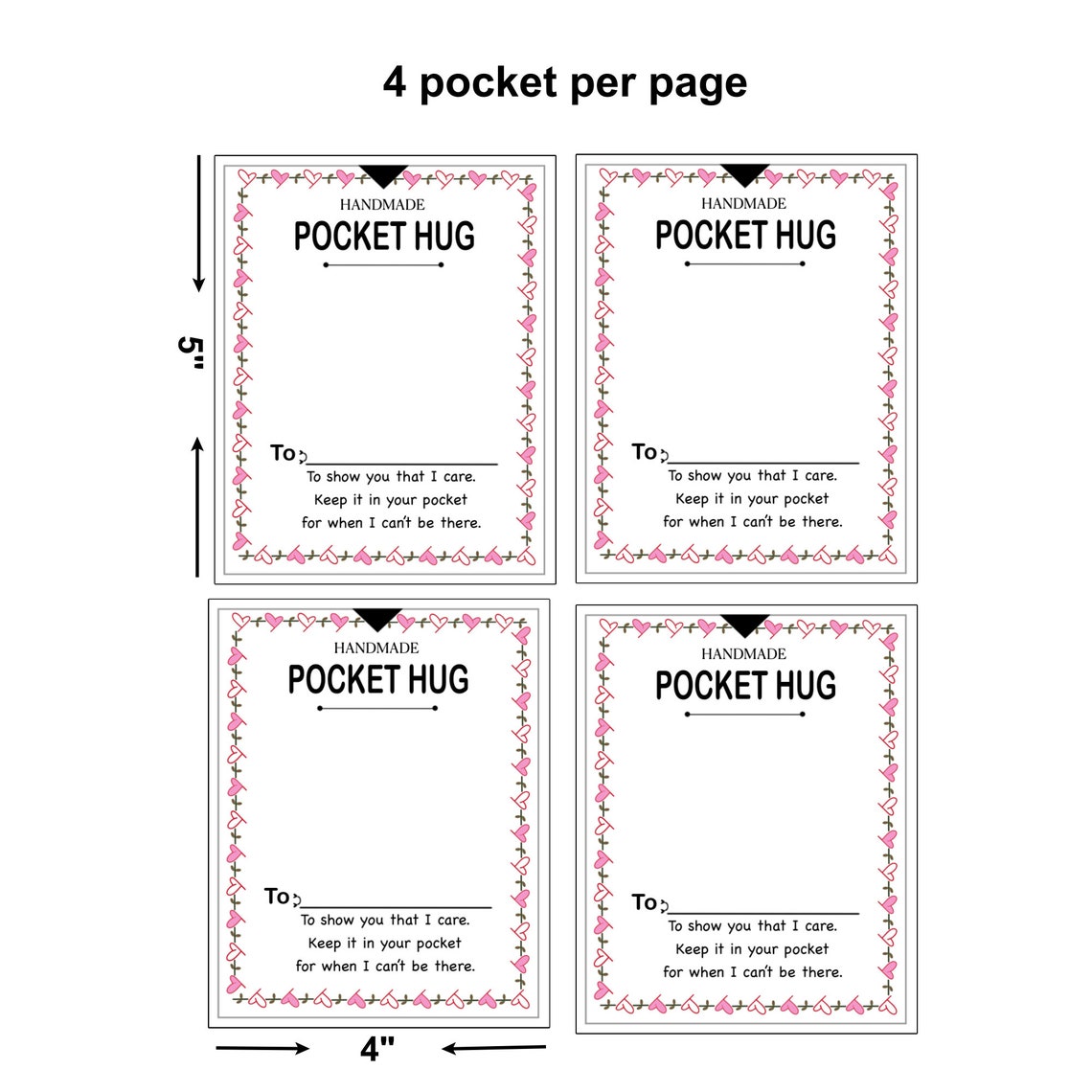 Pocket Hug Cards Printable PDF and PNG File Instant Download Tags Cards ...