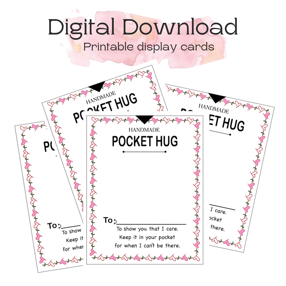Pocket Hug Cards Printable PDF and PNG File Instant Download Tags Cards ...