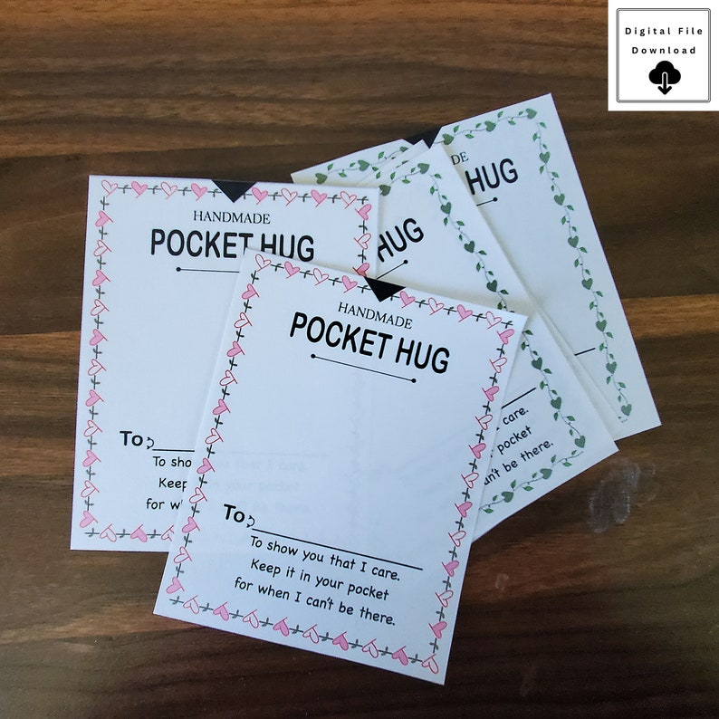 Two Design Pocket Hug Cards Printable, Tags Cards Crochet Printable ...