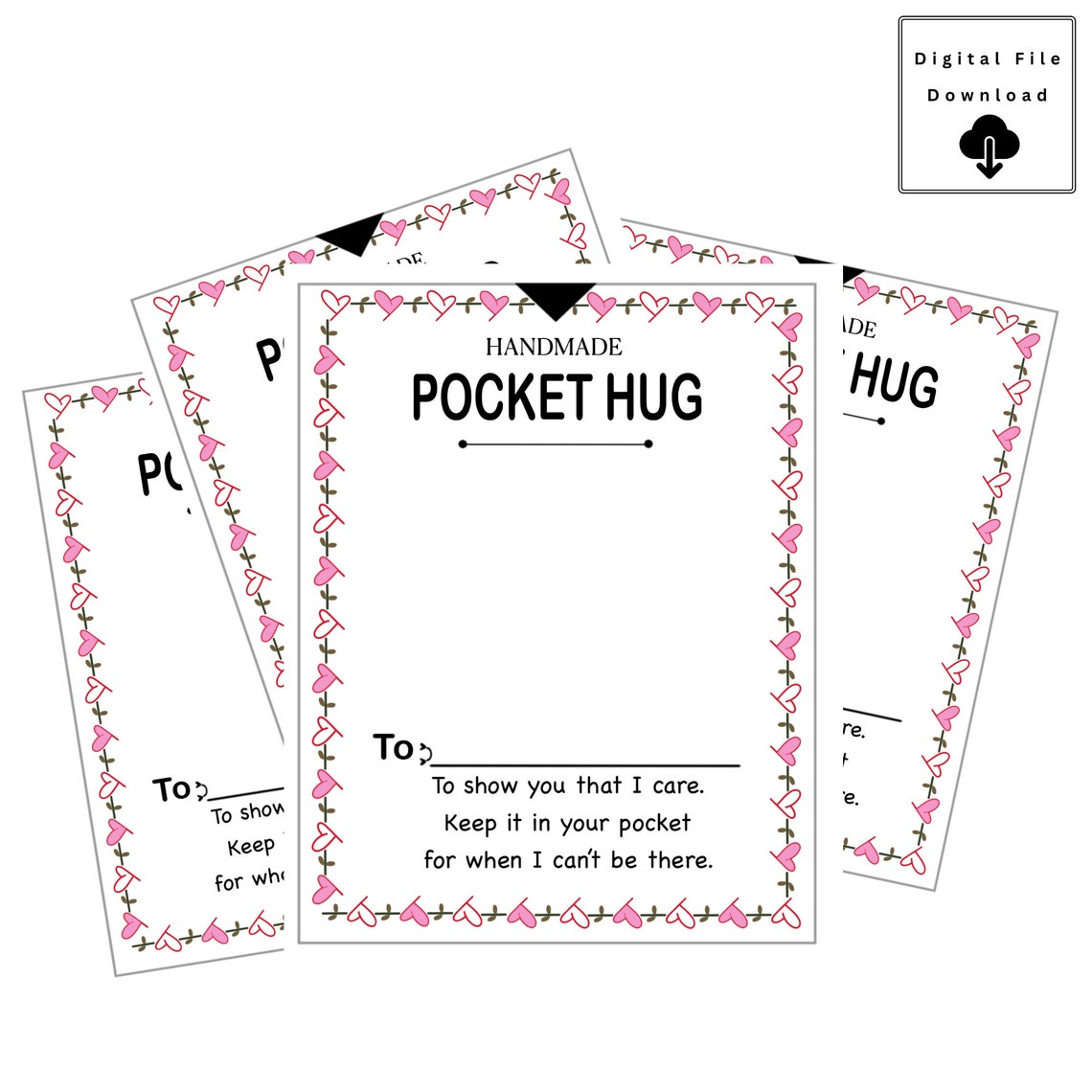 Pocket Hug Cards Printable PDF and PNG File Instant Download Tags Cards ...