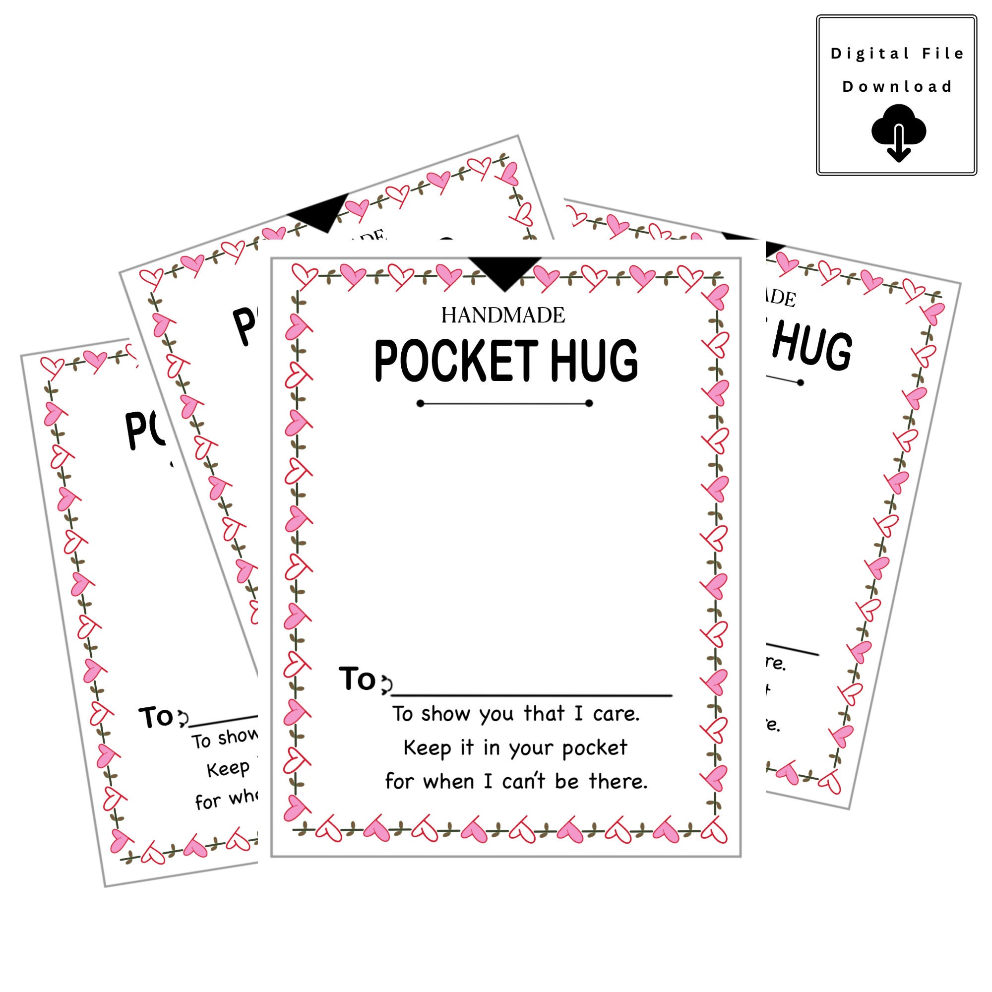 Pocket Hug Cards Printable PDF and PNG File Instant Download Tags Cards ...
