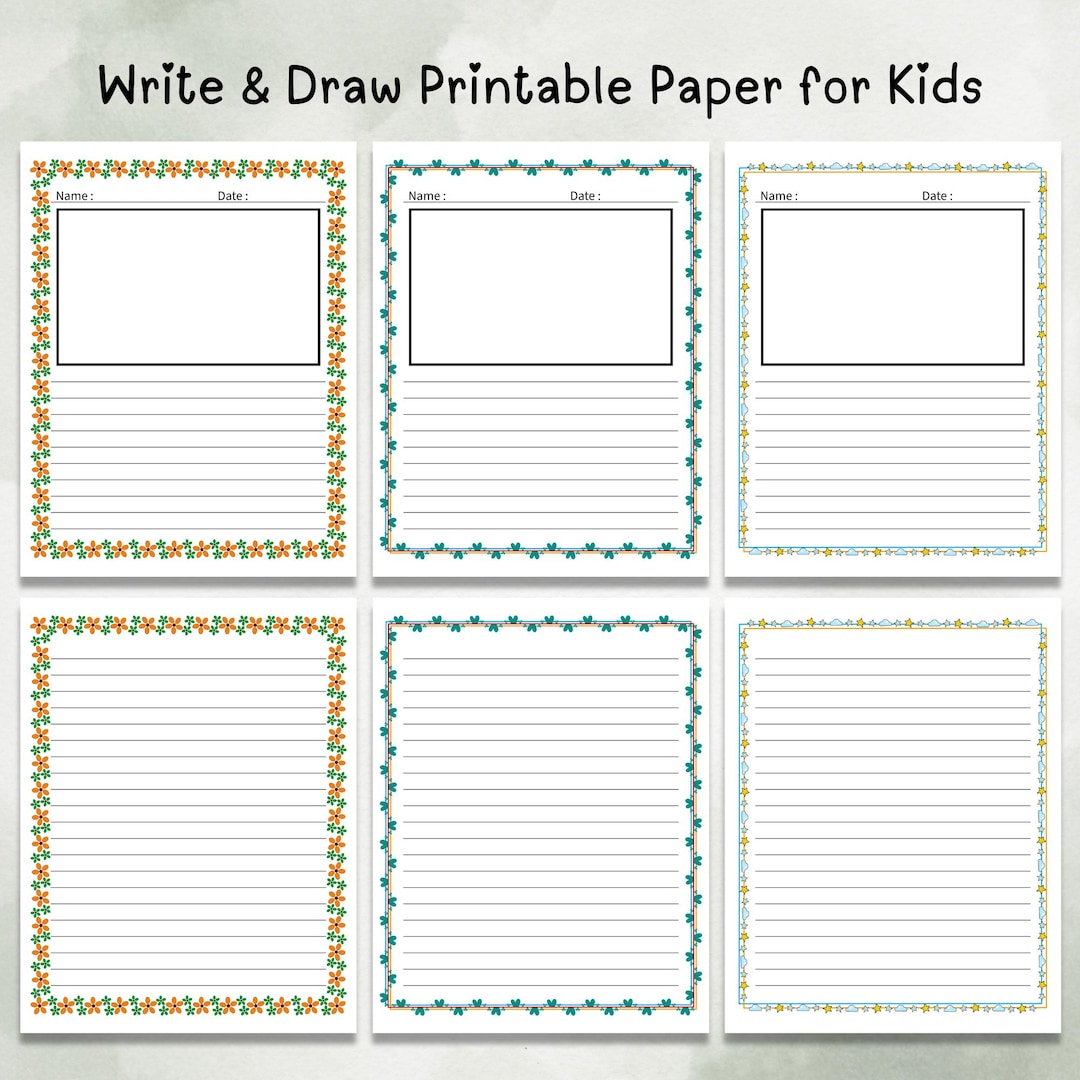 Printable Writing Drawing Paper for Kids | Write and Draw Worksheets ...