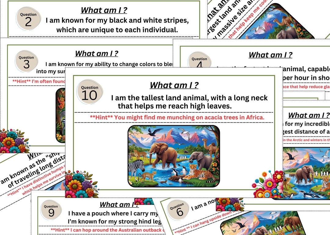 Animal Trivia Game Animal Games Printable Animal Party Games for Adults ...