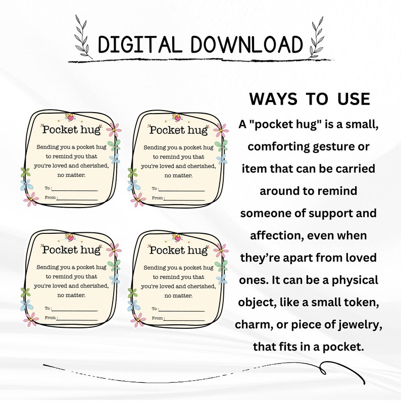 Printable Pocket Hug Cards Stickers Tags, Stickers Hand Drawn Frames ...