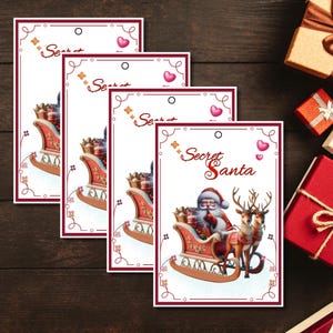 Secret Santa Gift Tag Template, Santa Tag, Cute Christmas Holiday Favor ...