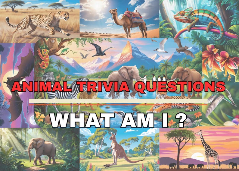 Animal Trivia Game Animal Games Printable Animal Party Games for Adults ...