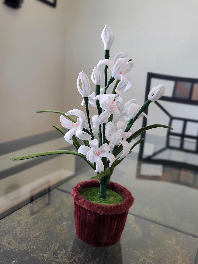 Handmade White Orchid Pipe Cleaner Flower Bouquet With Dragonfly - Etsy