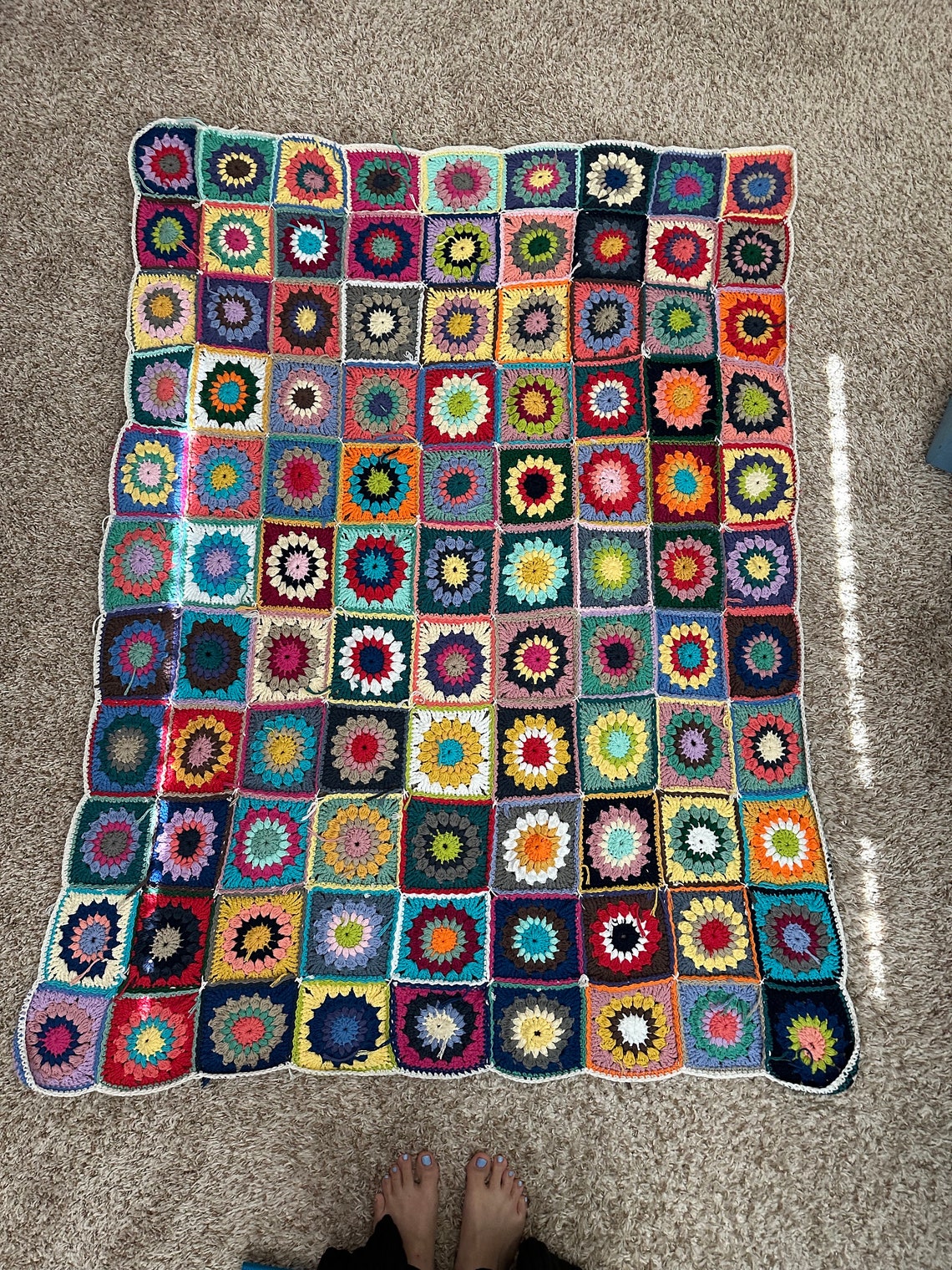 Handmade Sunburst Granny Square Afghan (100% Cotton Yarns ) — Multiple ...