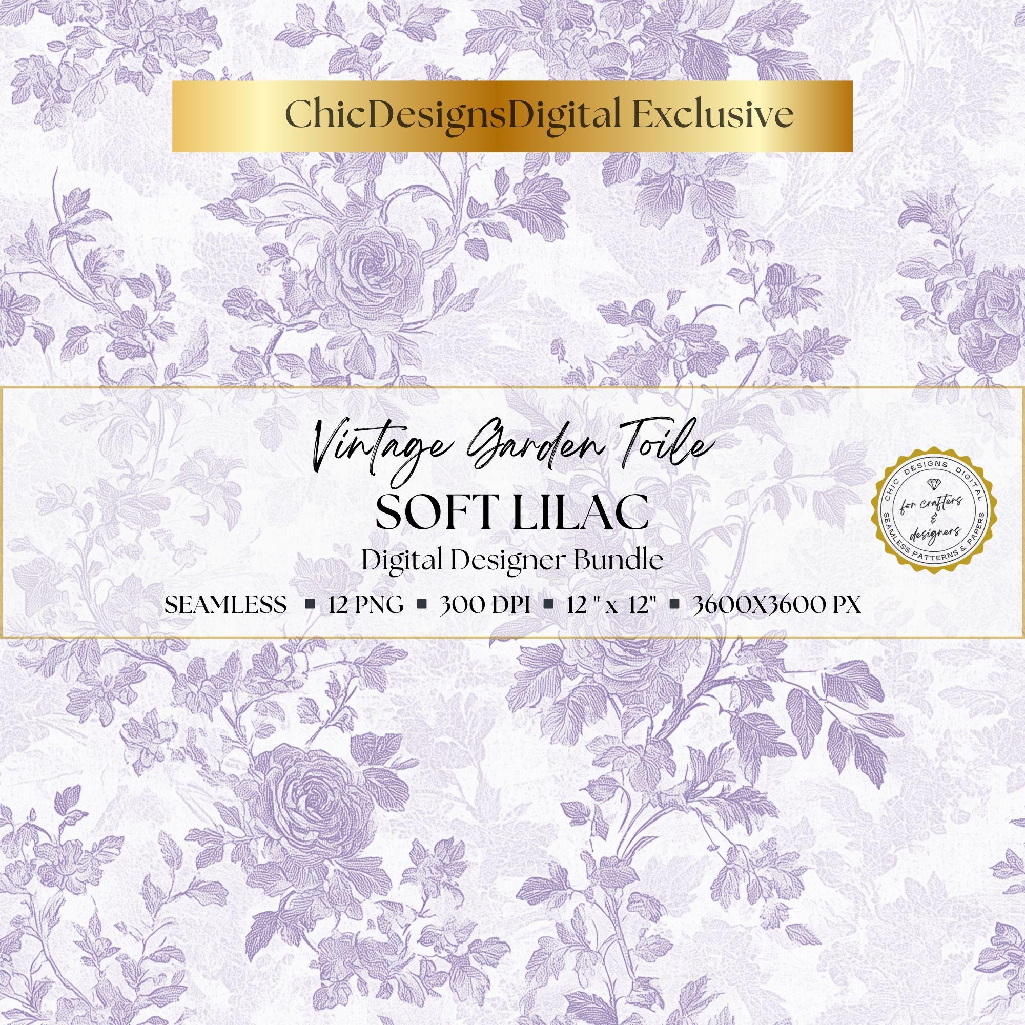 French Soft Lilac Toile De Jouy Digital Paper Pack, Seamless Purple ...