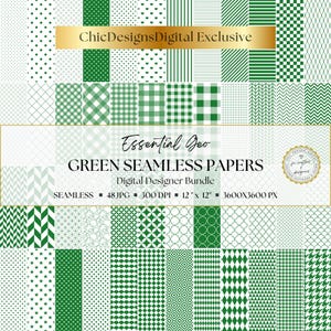Green Digital Papers: Essential Geo Collection, 48 Seamless Patterns ...
