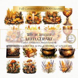 Litha PNG Clipart Bundle: Summer Solstice Goddesses, Fairies, Florals ...
