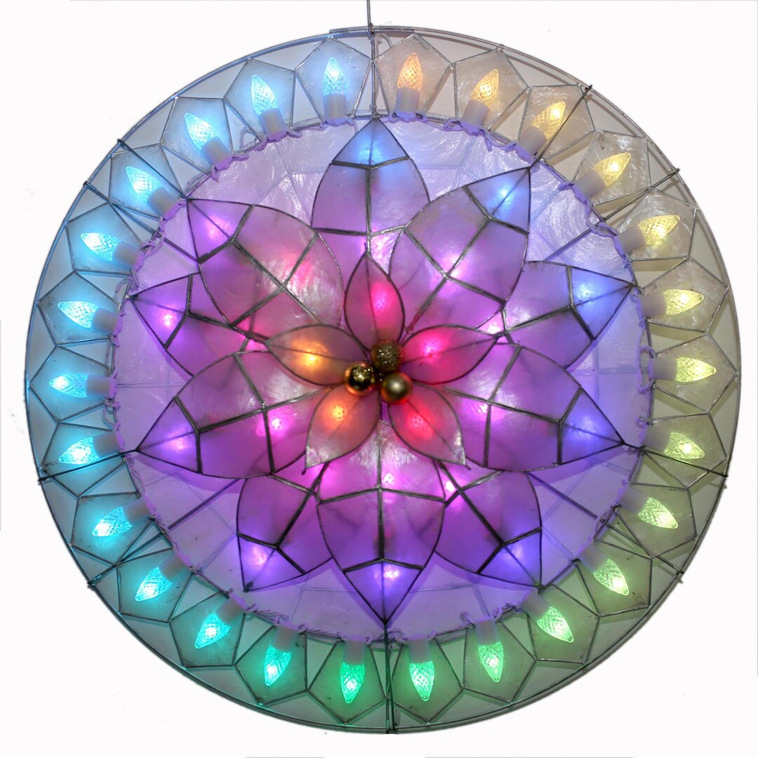 25" Capiz Wreath Smart Parol: COLOR CHANGING Filipino Christmas Lantern ...