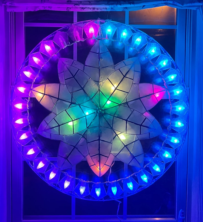 Capiz Shell Filipino Christmas Star Lantern: 31" Smart RGB Parol ...