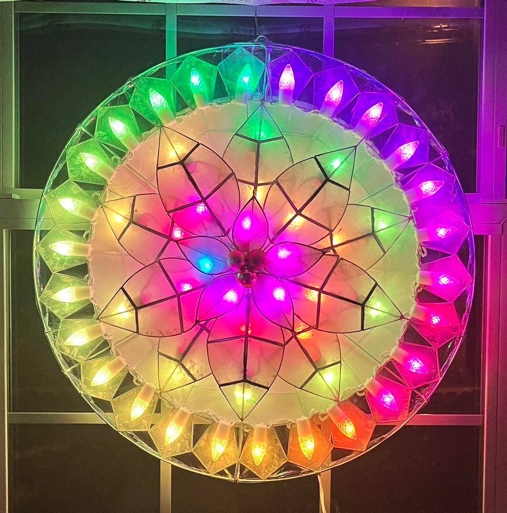 25" Capiz Wreath Smart Parol: COLOR CHANGING Filipino Christmas Lantern ...