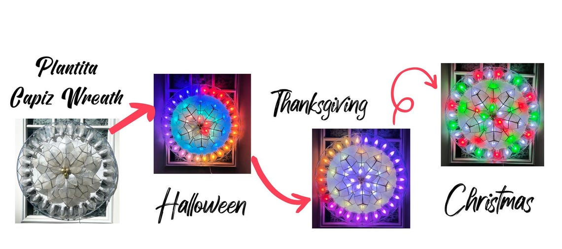 Plantita 31" Capiz Wreath Filipino Smart Parol: Christmas Lantern With ...
