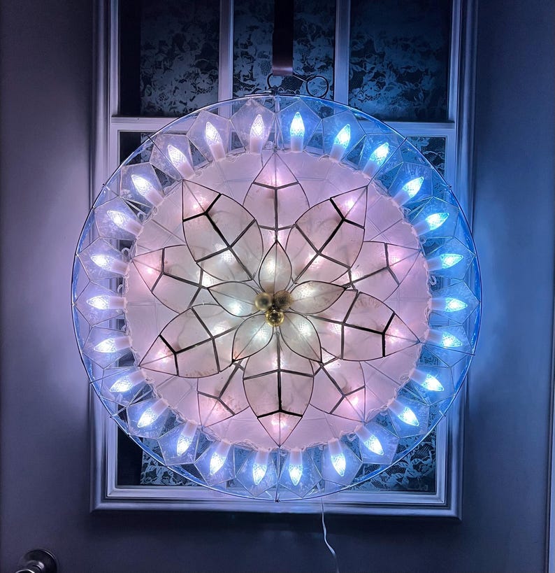 25" Capiz Wreath Smart Parol: COLOR CHANGING Filipino Christmas Lantern ...