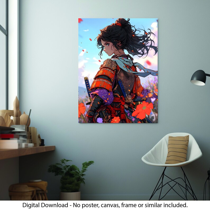 Printable Picture of A Female Samurai in Red Armor Japan, Beautiful ...