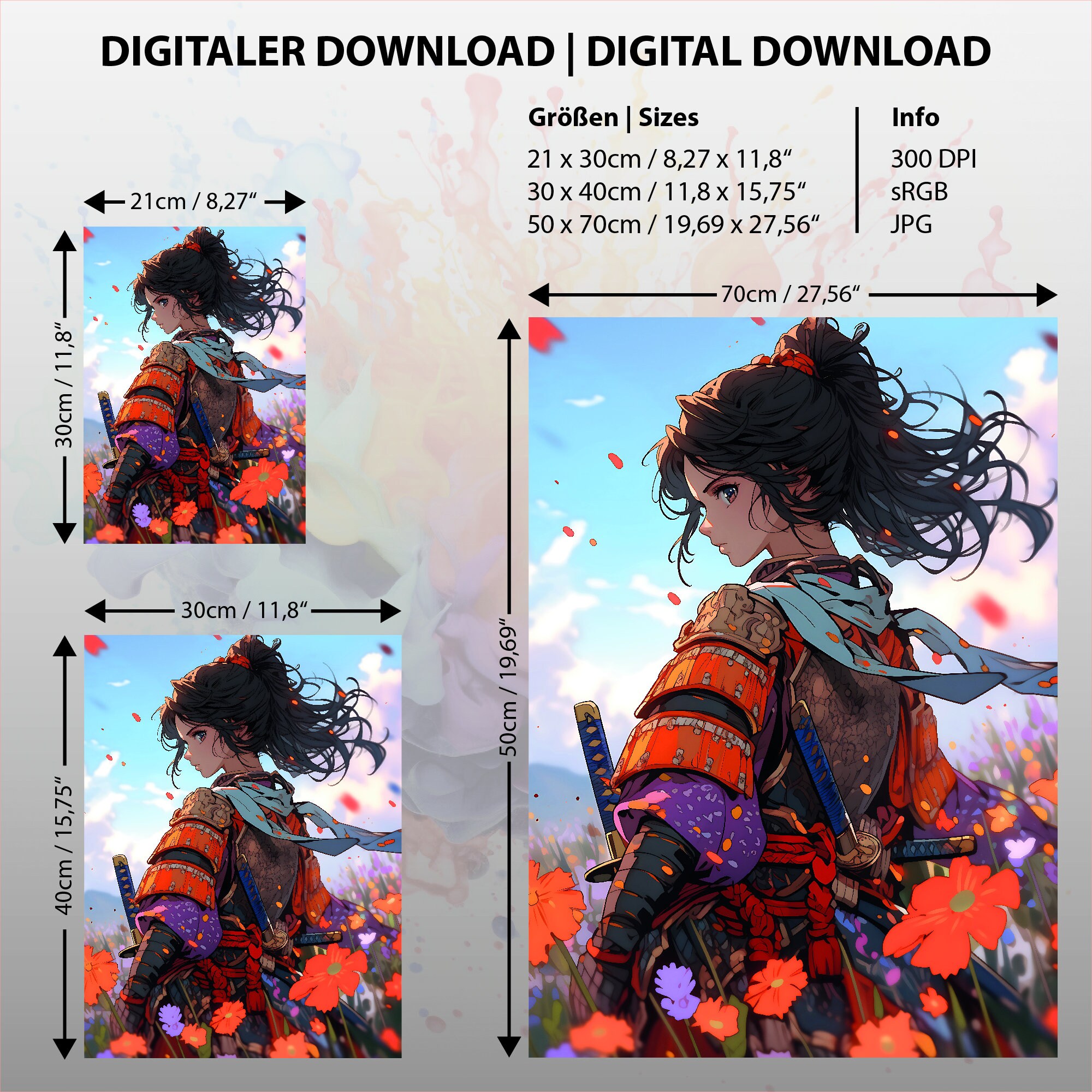 Printable Picture of A Female Samurai in Red Armor Japan, Beautiful ...