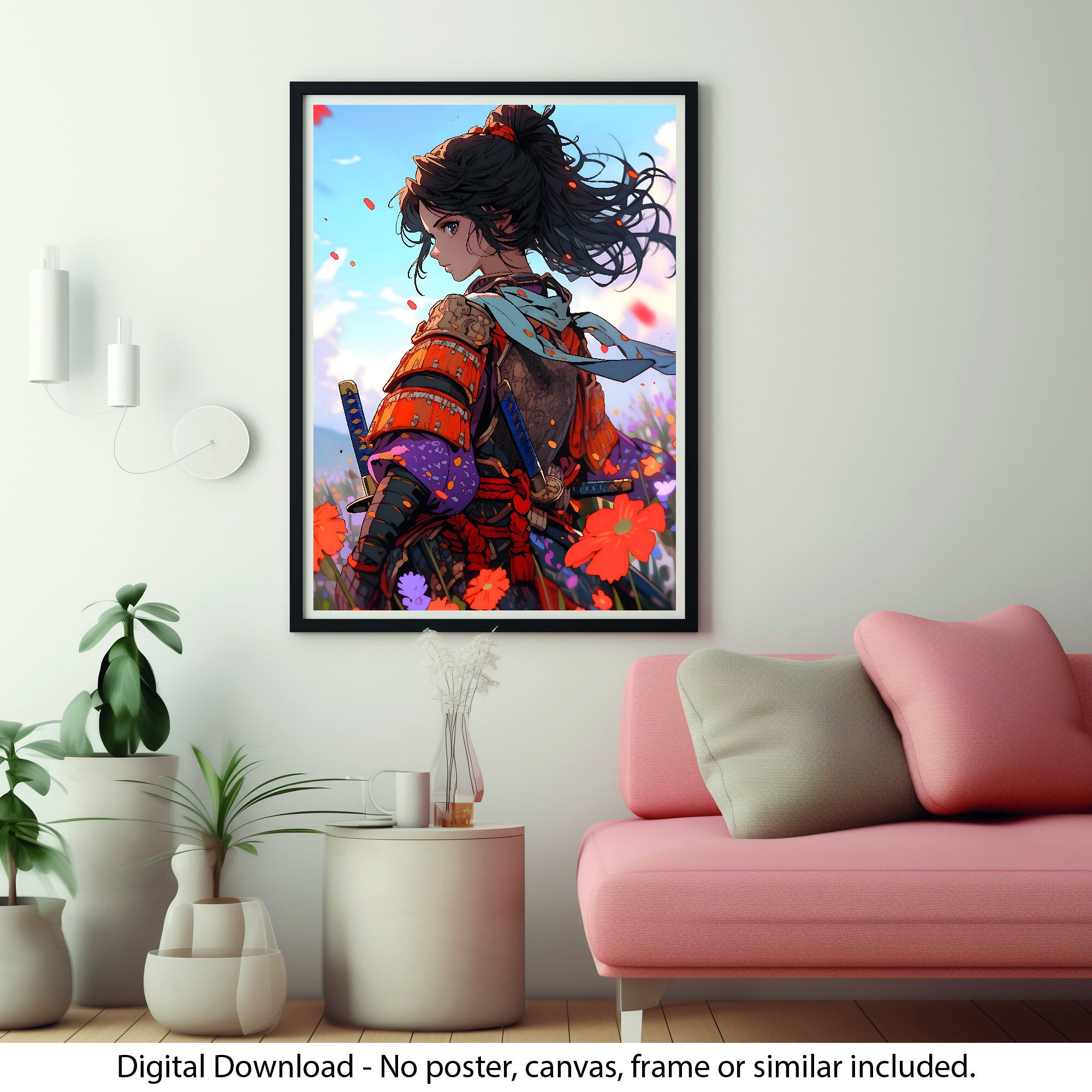Printable Picture of A Female Samurai in Red Armor Japan, Beautiful ...
