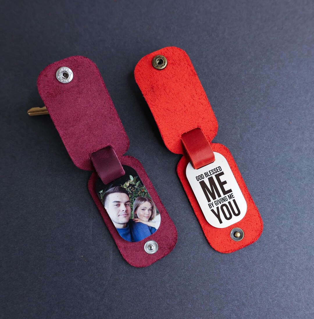 Leather Keychain With Photo, Personalized Gifts for Him, Keychain for ...
