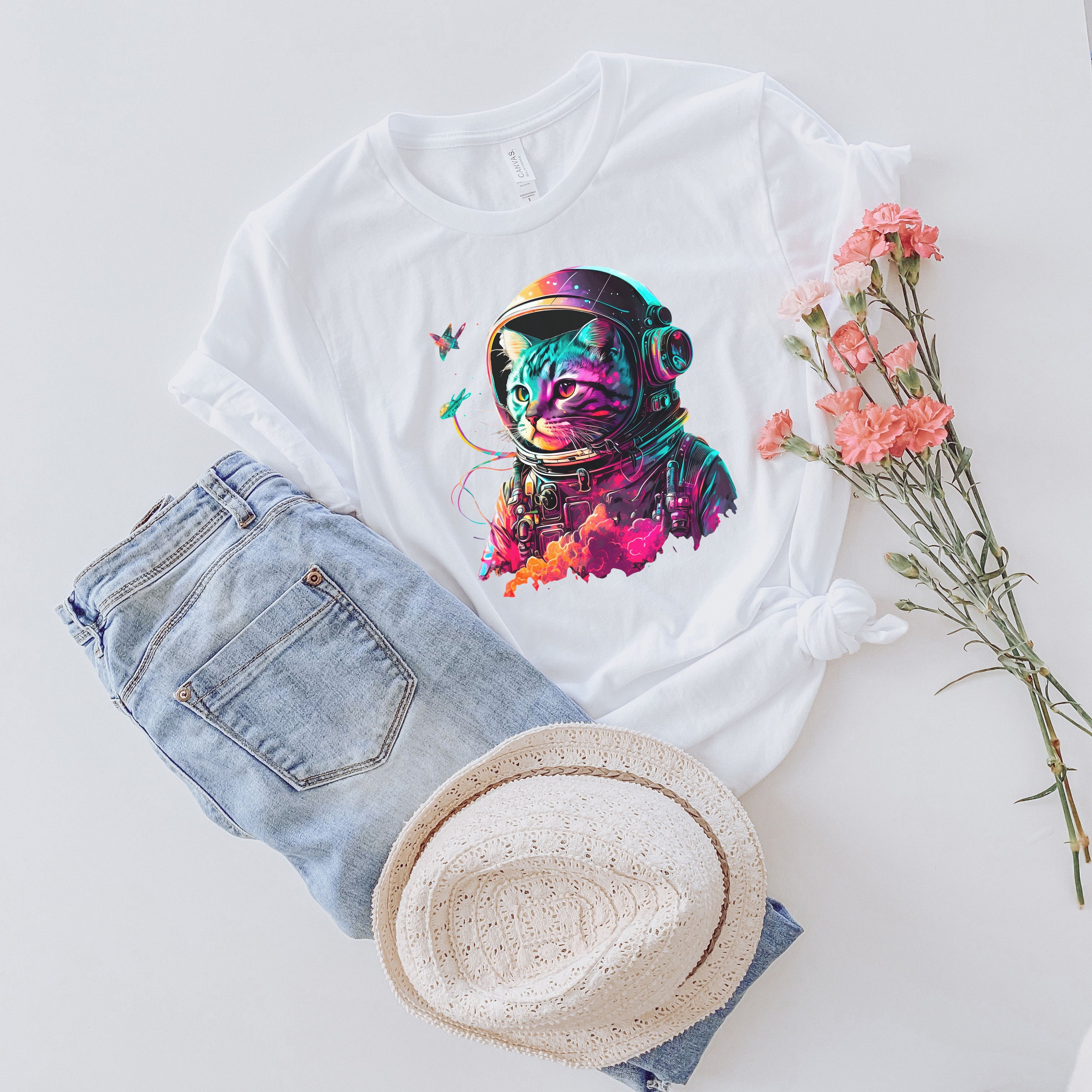 Space Cat Shirt, Cute Kitty Space T Shirt, Gift for Animal Lover ...