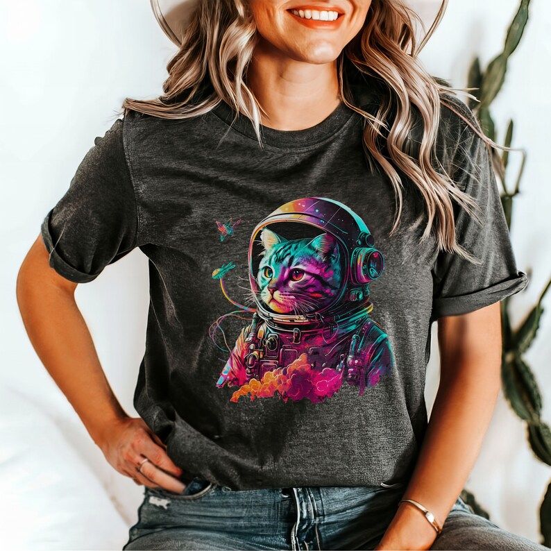 Space Cat Shirt, Cute Kitty Space T Shirt, Gift for Animal Lover ...