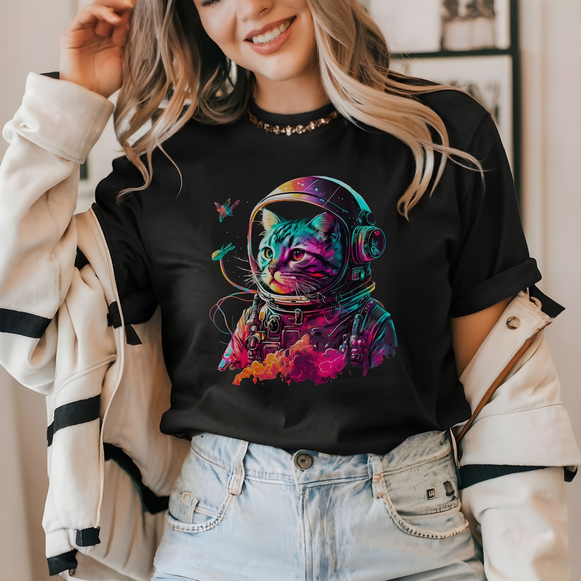 Space Cat Shirt, Cute Kitty Space T Shirt, Gift for Animal Lover ...