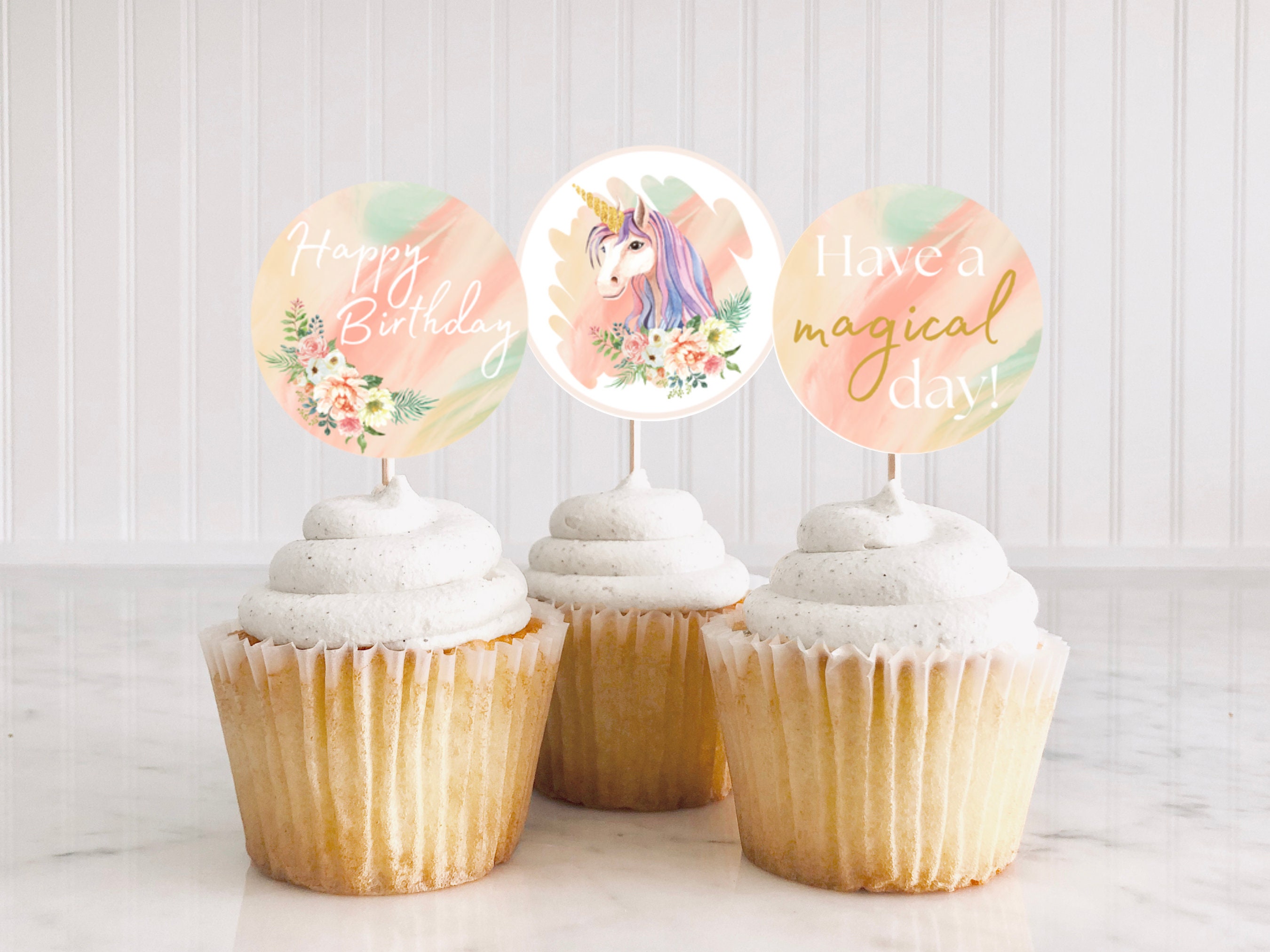 Unicorn Birthday Cupcake Toppers - Etsy