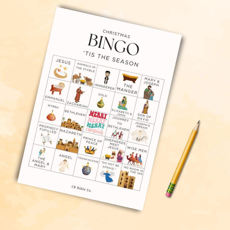 Christmas Bingo - Sunday School Game - Church Activity - Bible Lesson ...