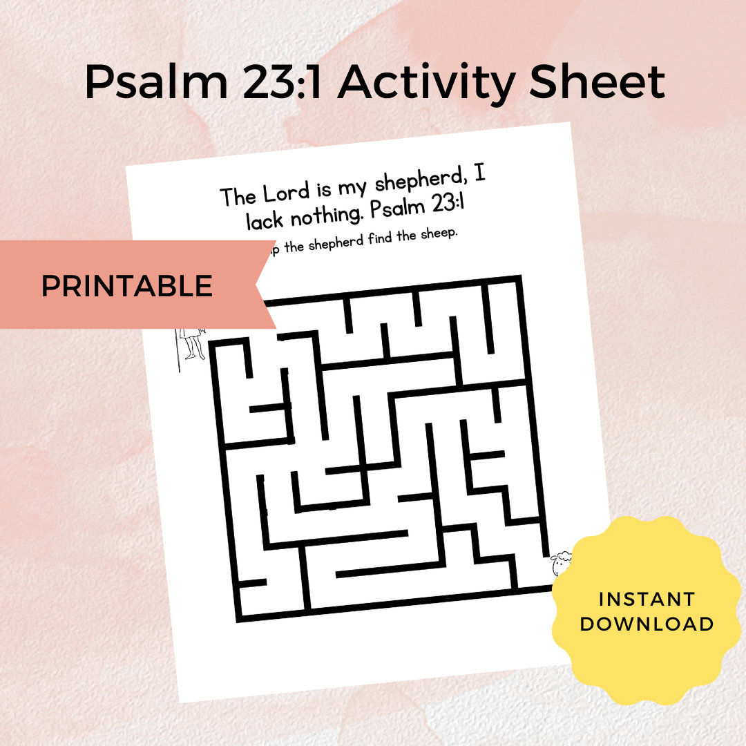 Psalm 23:1 Printable Coloring Page - Activity Sheet - Instant Download ...