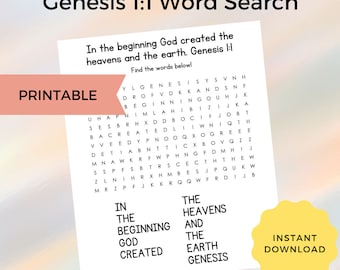 Genesis 1:1 Printable Activity Page - Instant Download - Kids Crafts ...