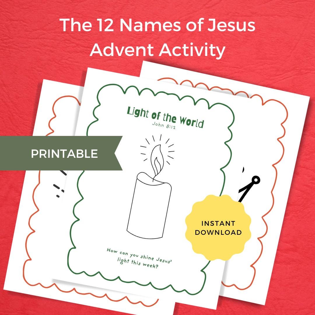 12 Days of Christmas - Names of Jesus - Sunday School Activity - Family ...