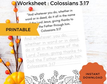 Thanksgiving Writing Worksheet Psalm 106:1 - Instant Download - Kids ...