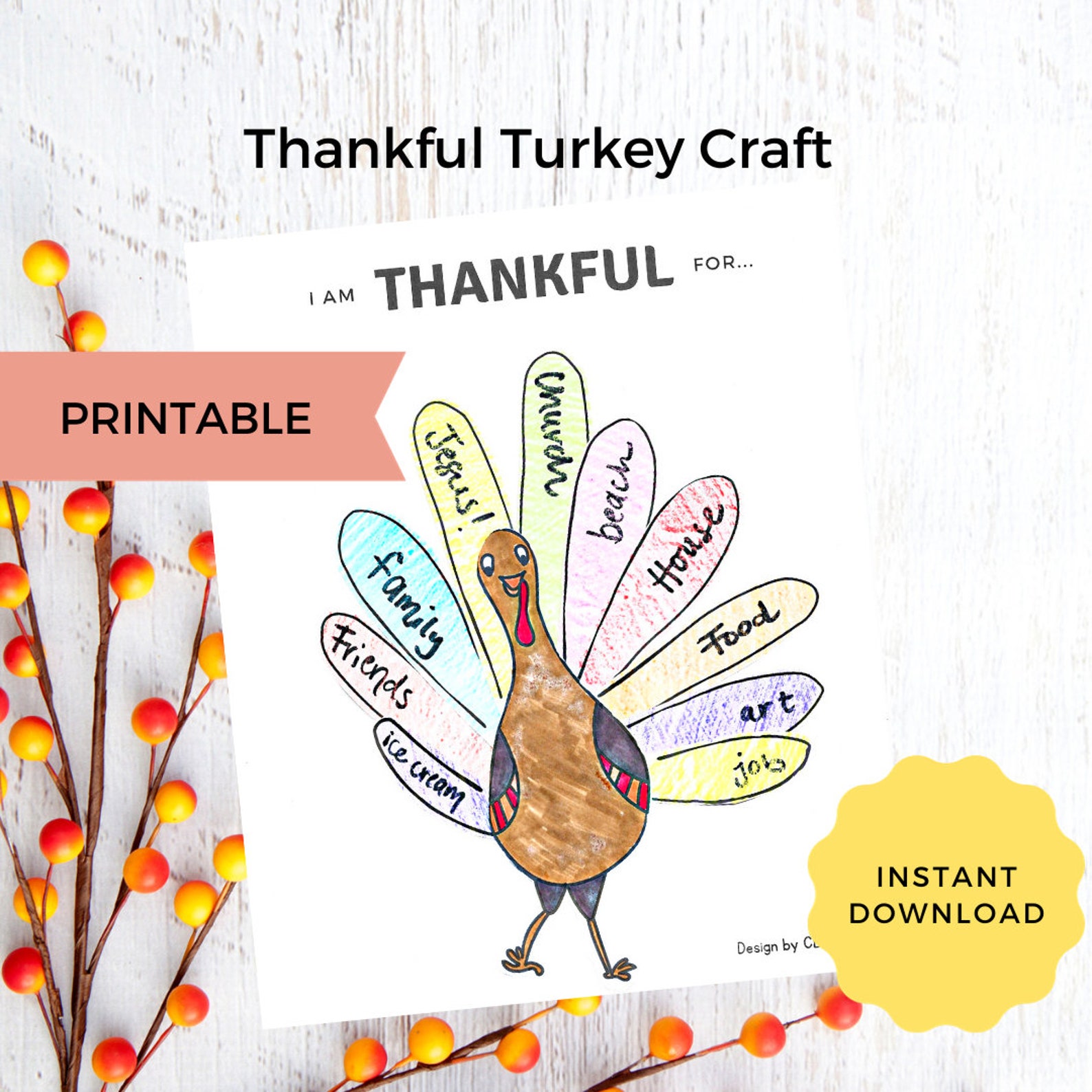 Thanksgiving Craft - Thankful Turkey Craft - Thankfulness Craft ...