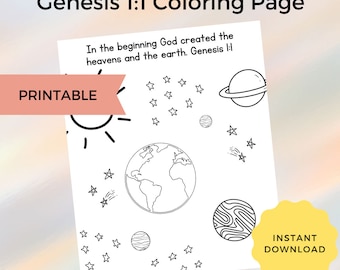 Genesis 1:1 Printable Activity Page Instant Download Kids - Etsy