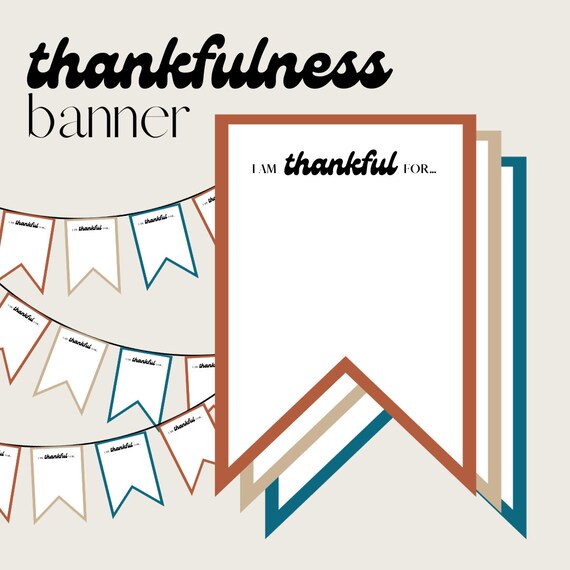 I Am Thankful For Printable Banner Thanksgiving Family