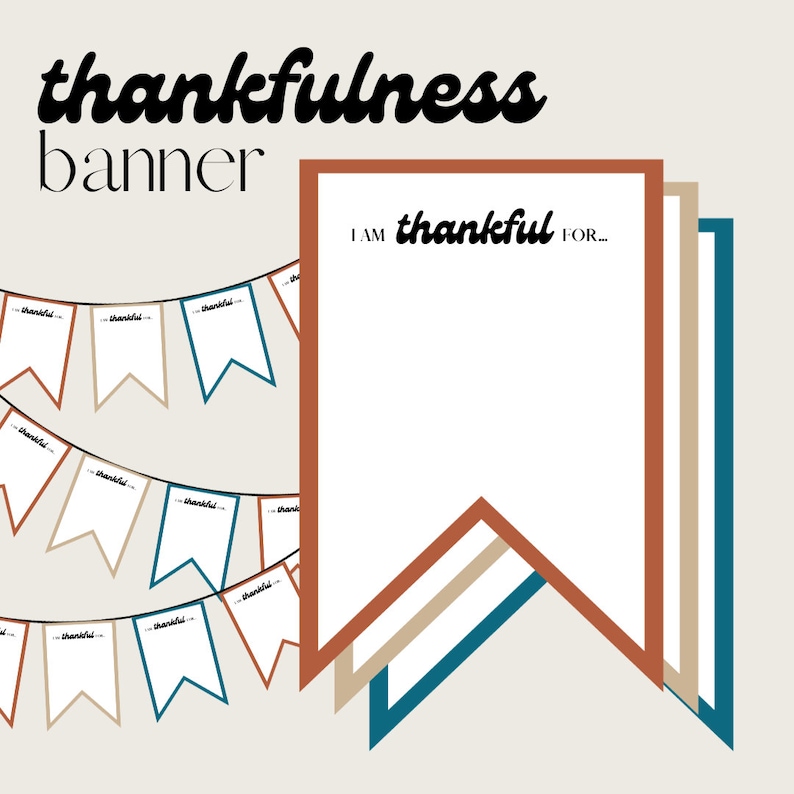 Thankfulness Banner - Multicolored - Instant Download - Kids Crafts ...