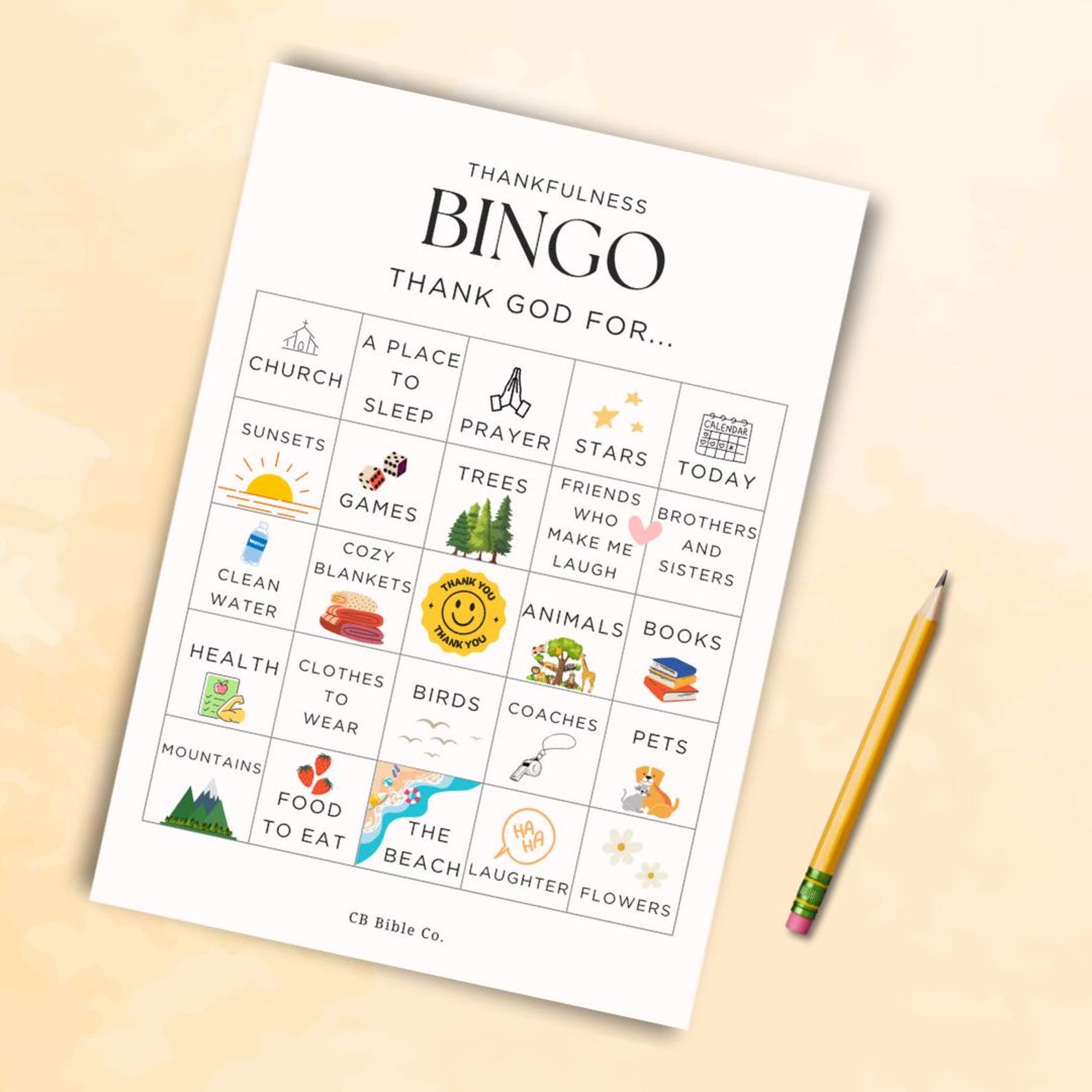 Thankfulness Bingo - Sunday School Game - Thankfulness Church Activity ...