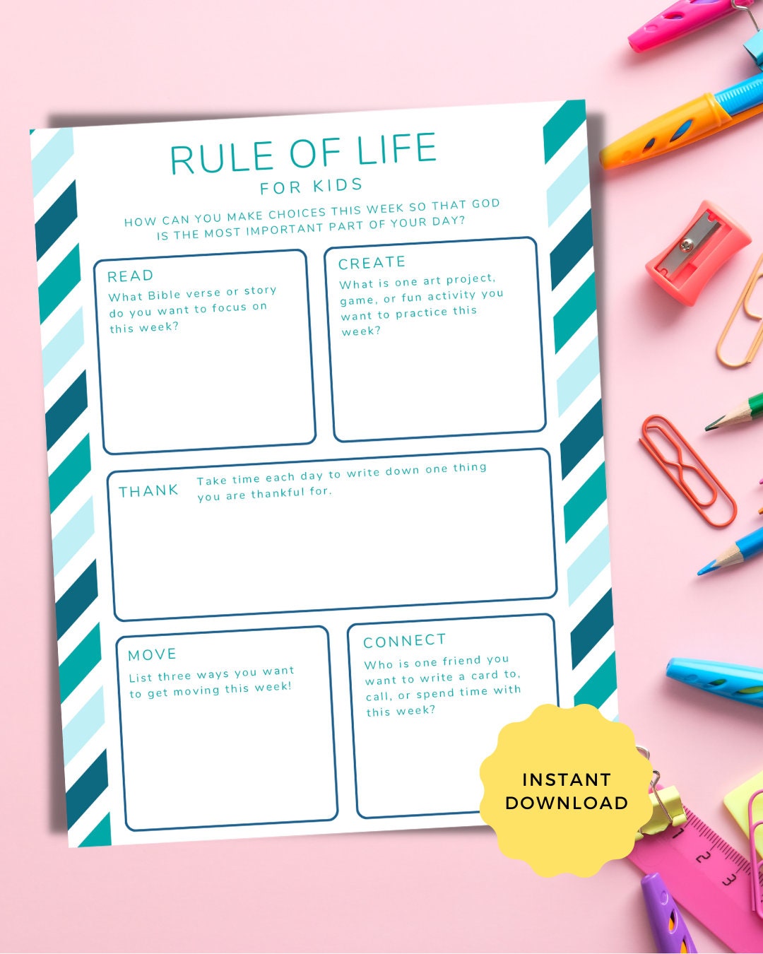 Rule of Life for Kids Worksheet - Etsy