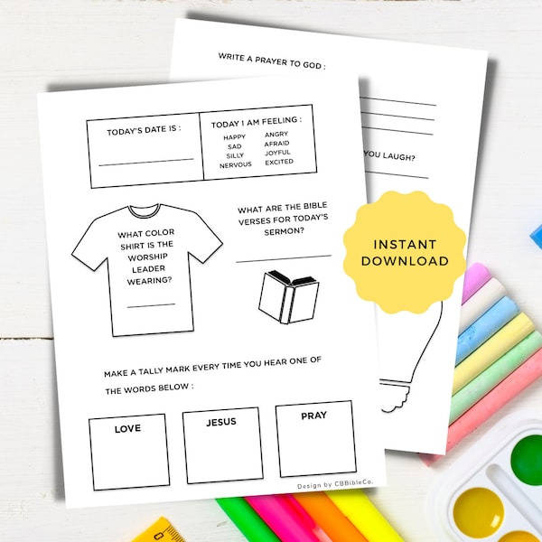 Kids Church Activity Sheet - Etsy