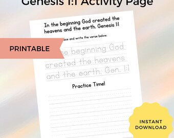 Genesis 1:1 Printable Activity Page - Instant Download - Kids Crafts ...