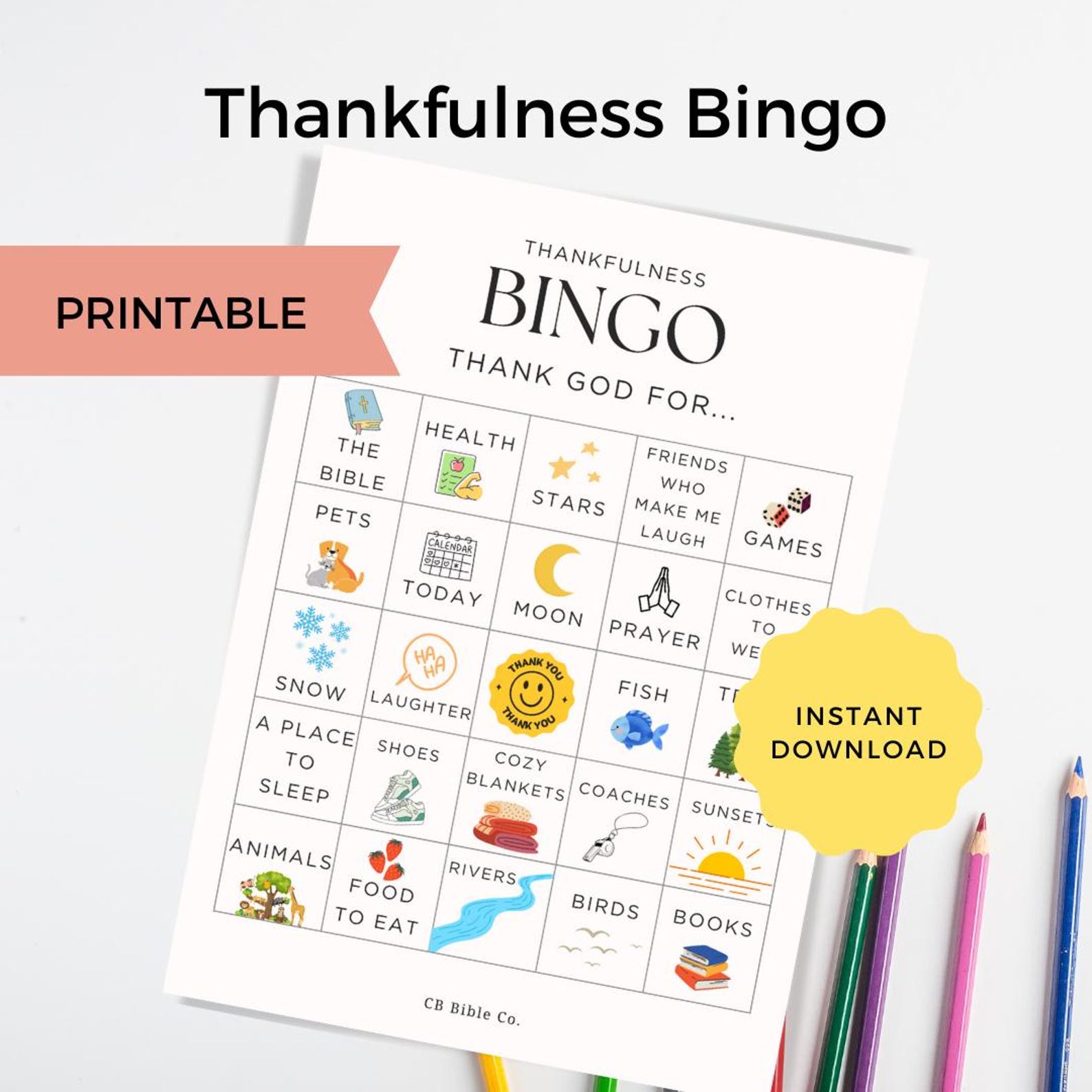 Thankfulness Bingo - Sunday School Game - Thankfulness Church Activity ...