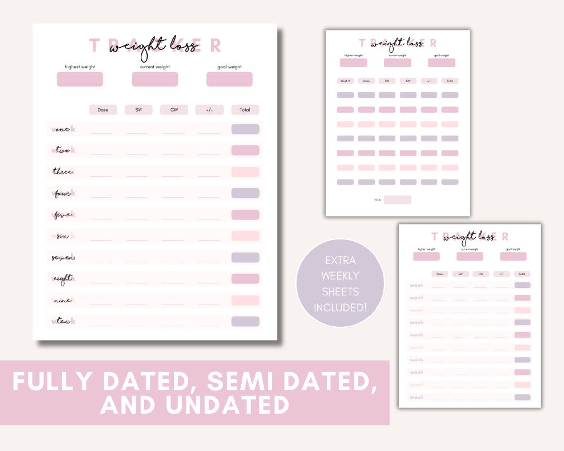 Injectable Weight Loss Tracker | Semaglutide Tracker| Weight Loss ...