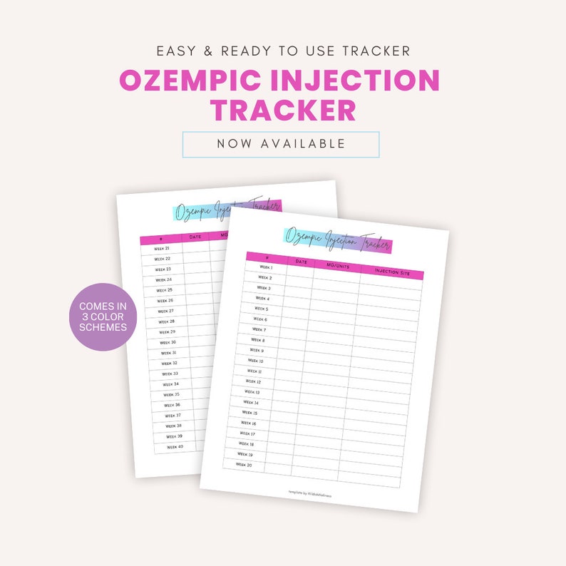 Ozempic Injection Tracker | Wegovy Injection Tracker | Mounjaro ...