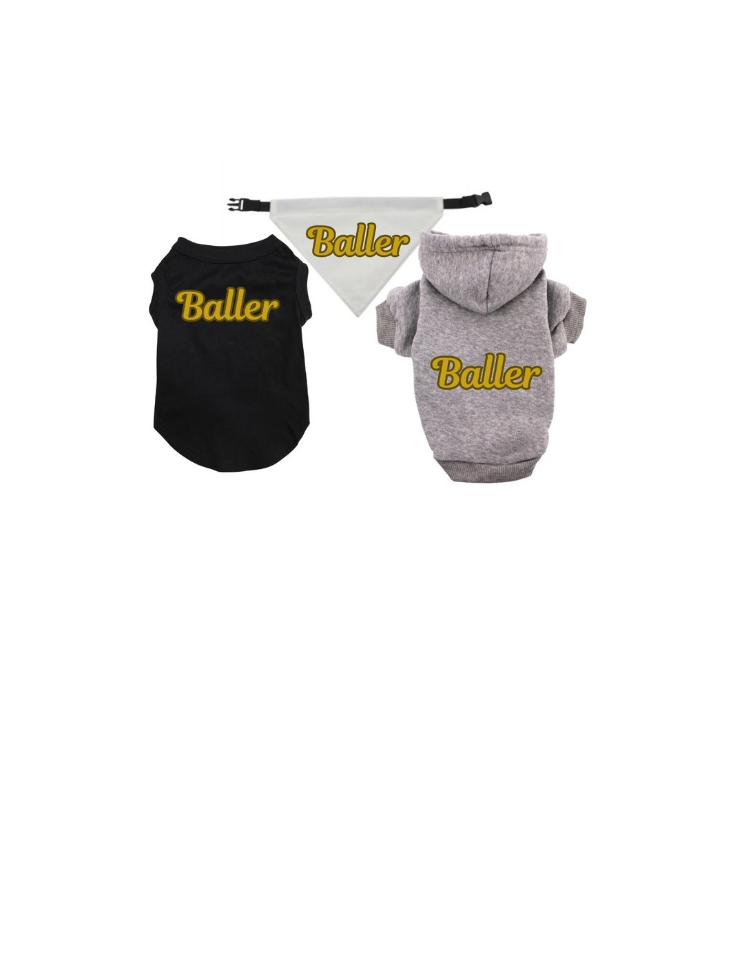 Baller Dog Shirt or Hoodie and Over the Collar Dog Bandana Funny and ...