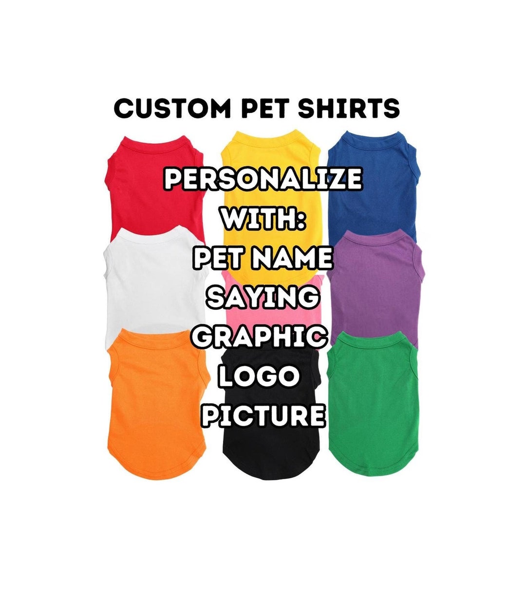Customizable Pet Shirt: Create a Unique Look for Your Pet Personalized ...