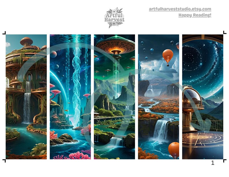 Retro Sci-fi Bookmark PNG Bundle: Space, UFO, Galaxy Graphics ...