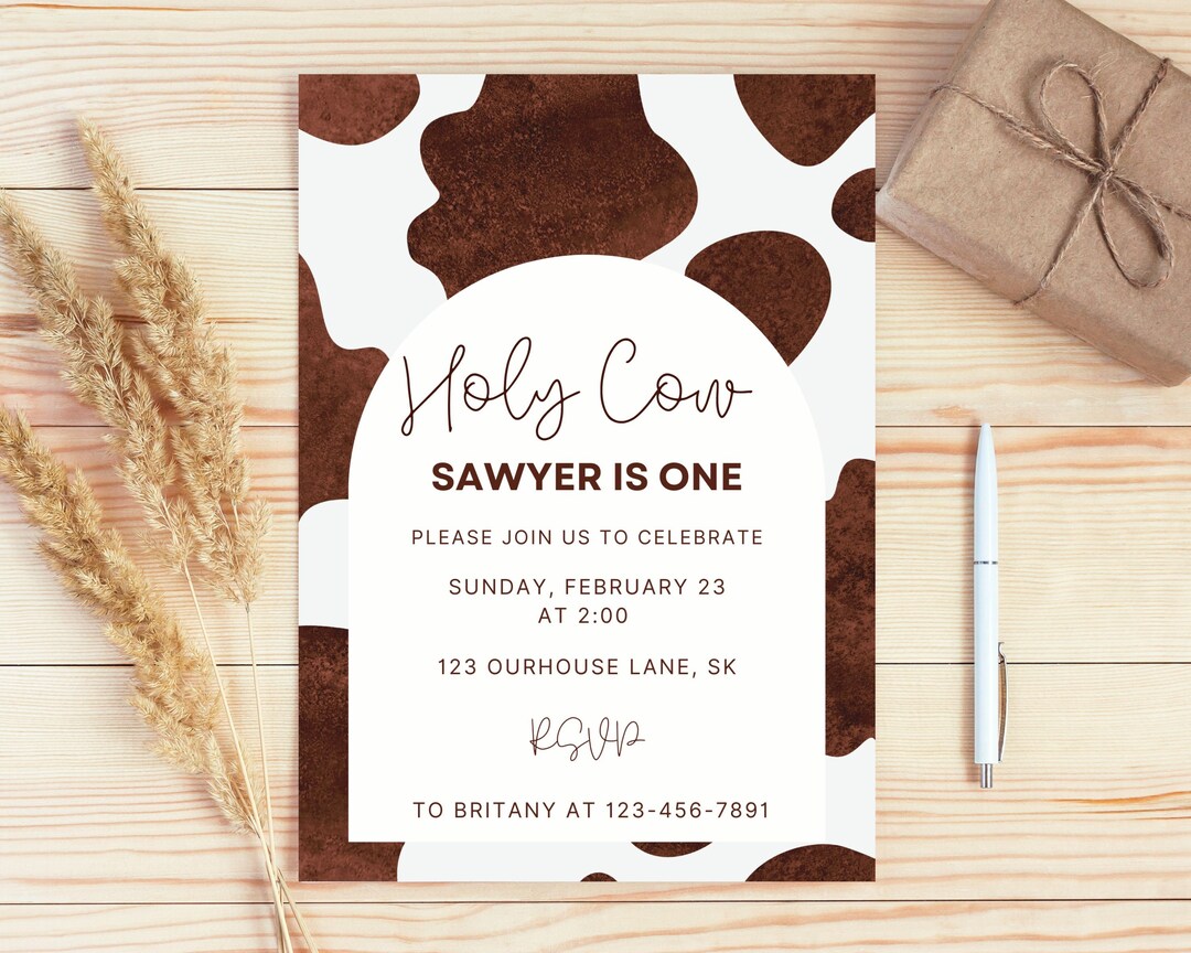 HOLY COW First Birthday Invitation - Etsy