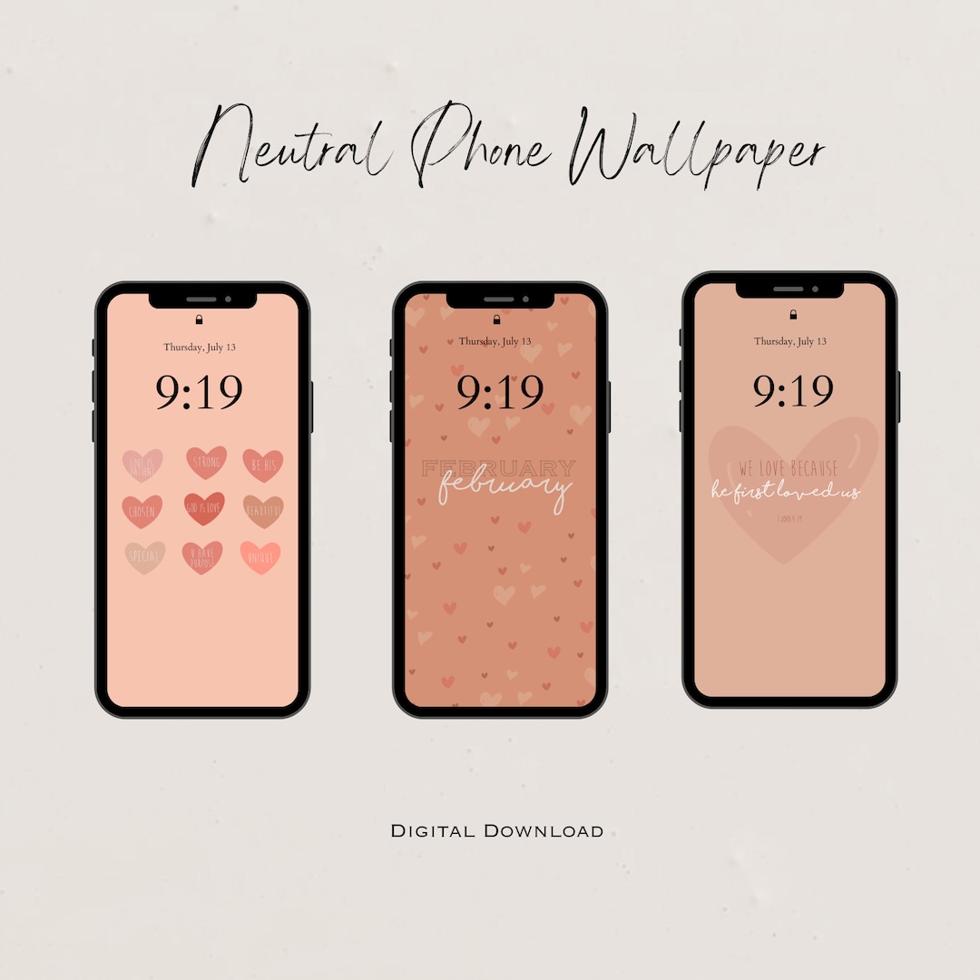 Neutral MONTH Wallpapers for Phone | 3 Pack Aesthetic February ...